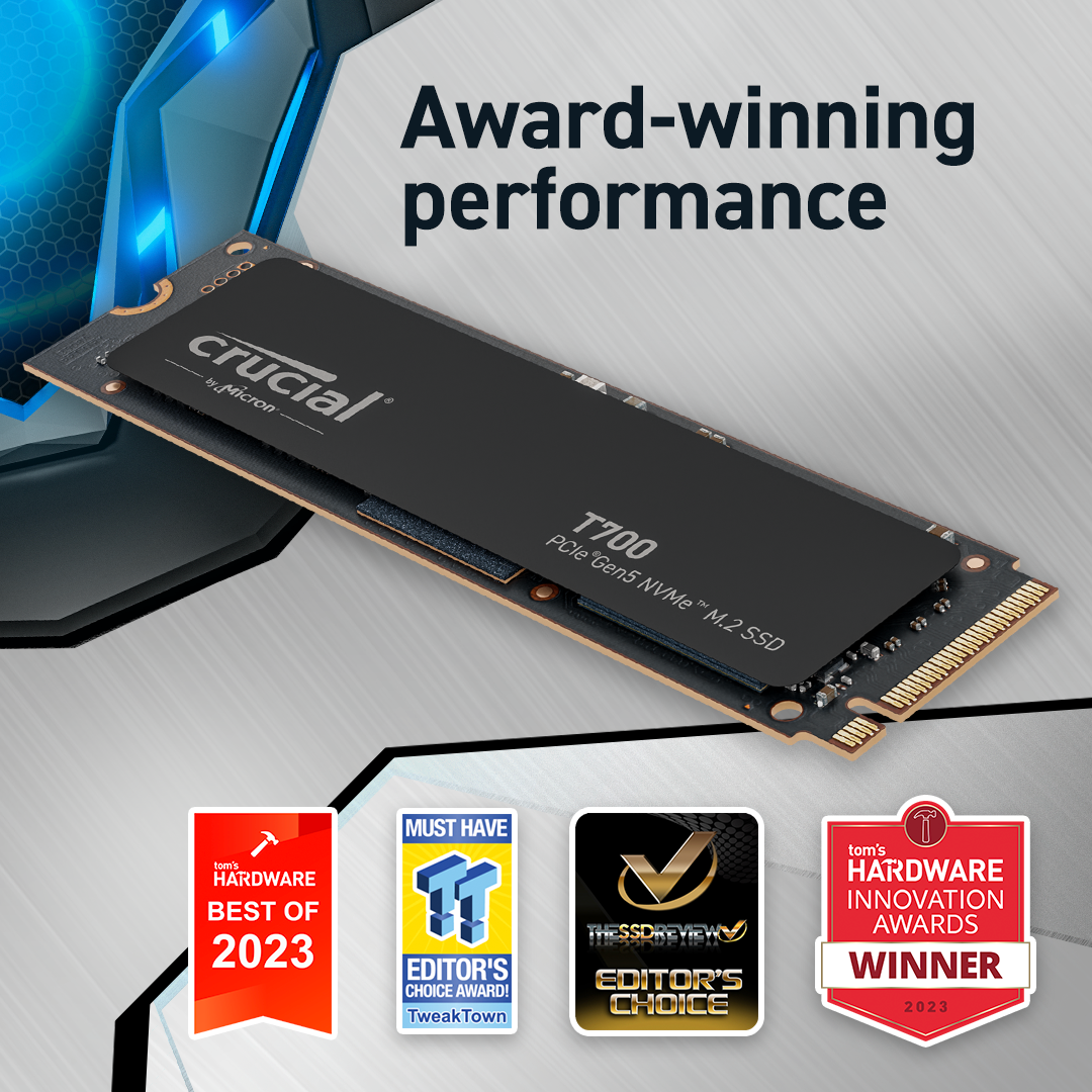 Crucial T700 4TB PCIe Gen5 NVMe M.2 SSD - ELKO B2B